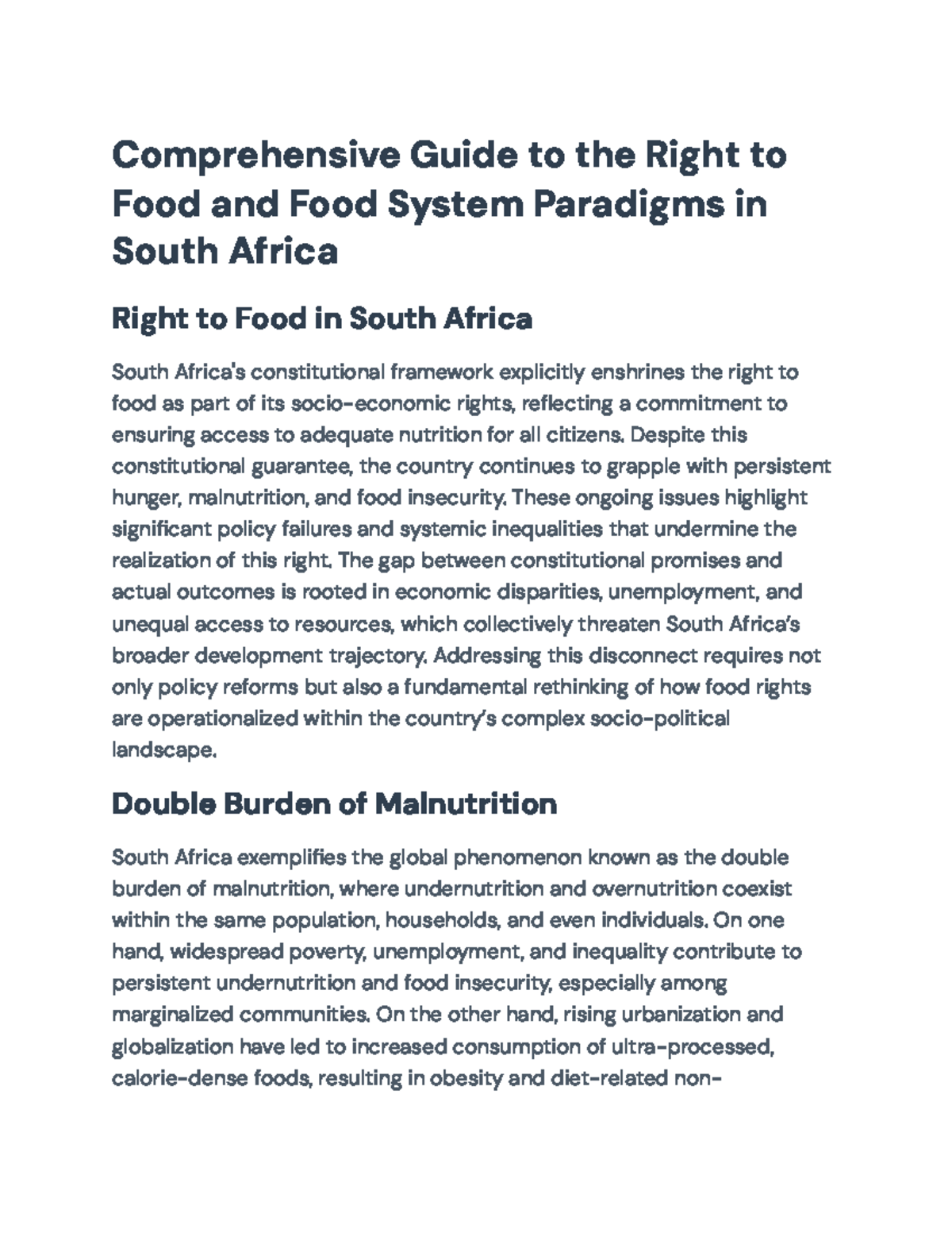 Comprehensive Overview of Food Sovereignty and Justice in SA: Rights ...