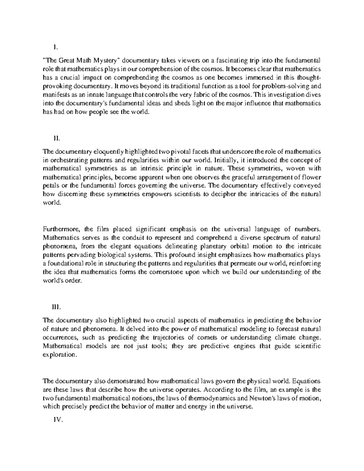 THE Great MATH Mystery: Insights from the Documentary Analysis - Studocu