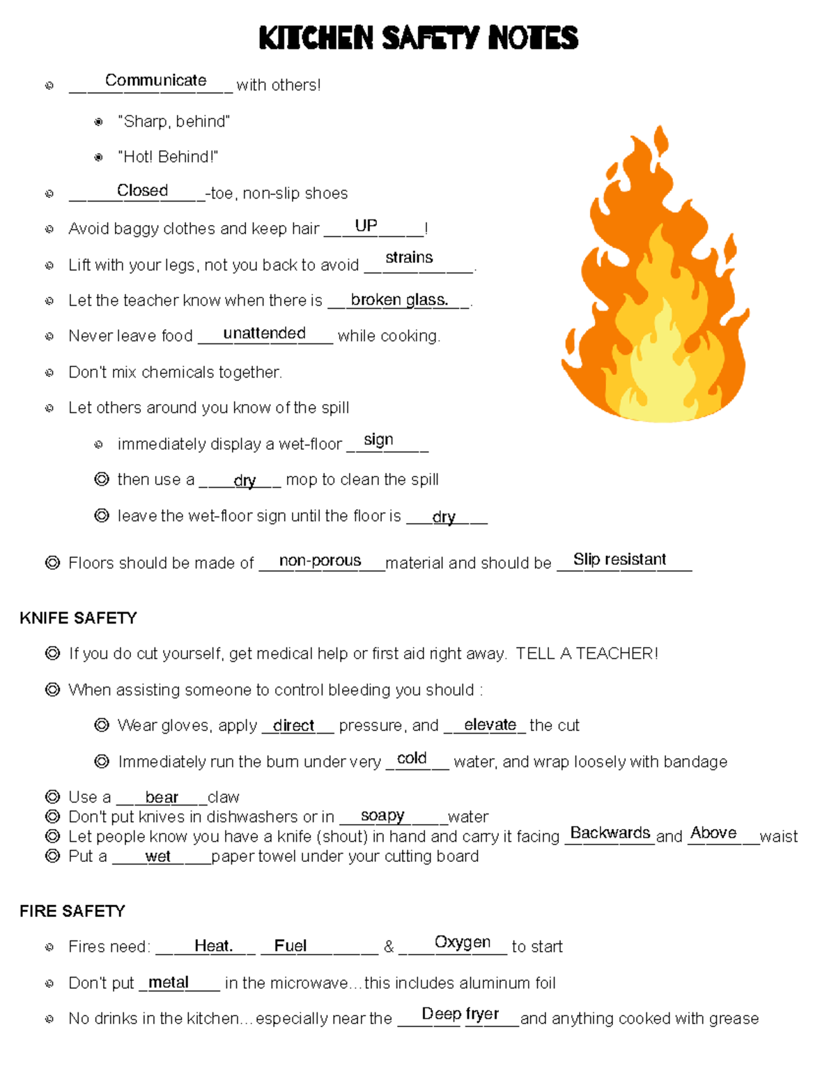Kitchen+Safety+Guided+Notes - KitChEN SafETy NotES ...