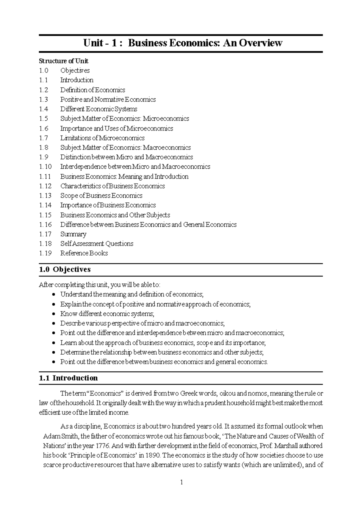 Business Economics: Overview and Key Concepts (Unit 1) - Studocu