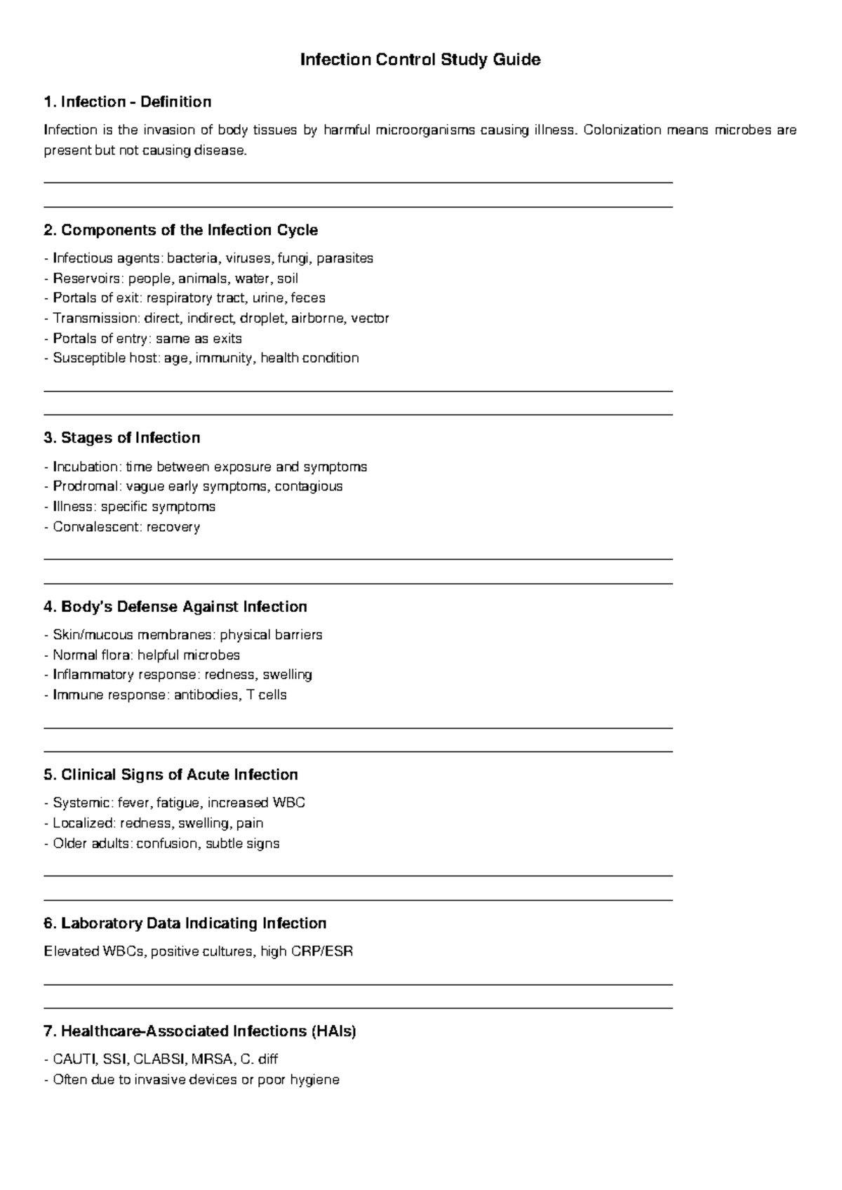 Infection Control Study Guide: Key Concepts & Practices (IC 101) - Studocu