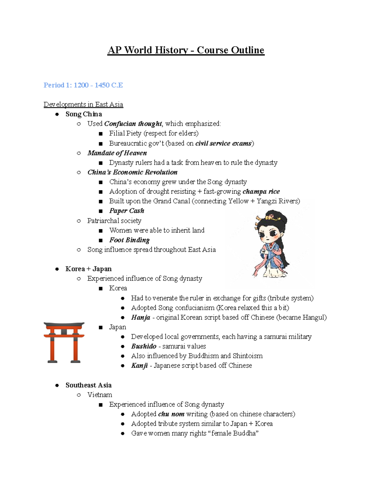 AP World History - Course 1: 1200-1450 Overview and Key Themes - Studocu