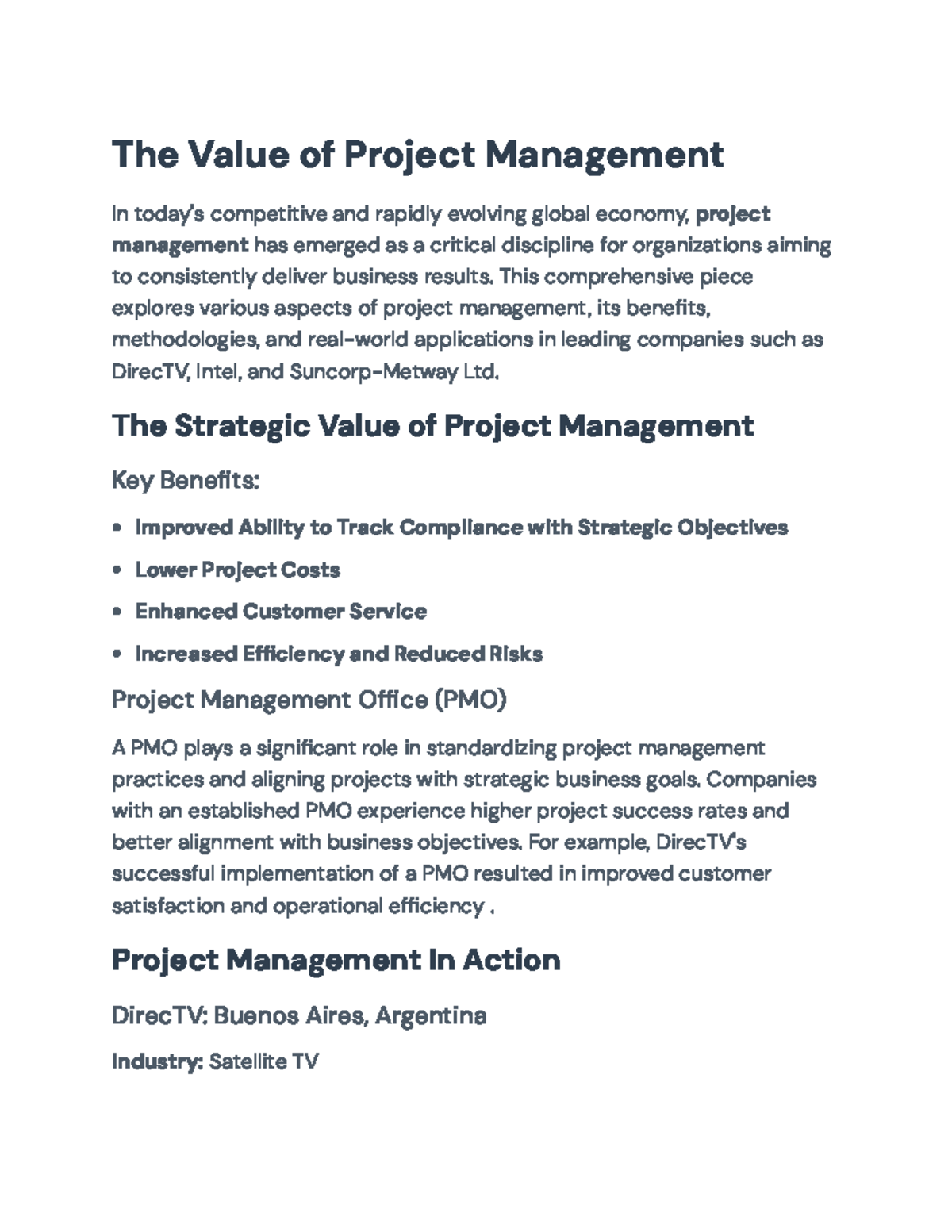 Strategic Insights: The Value of Project Management in Business - The ...