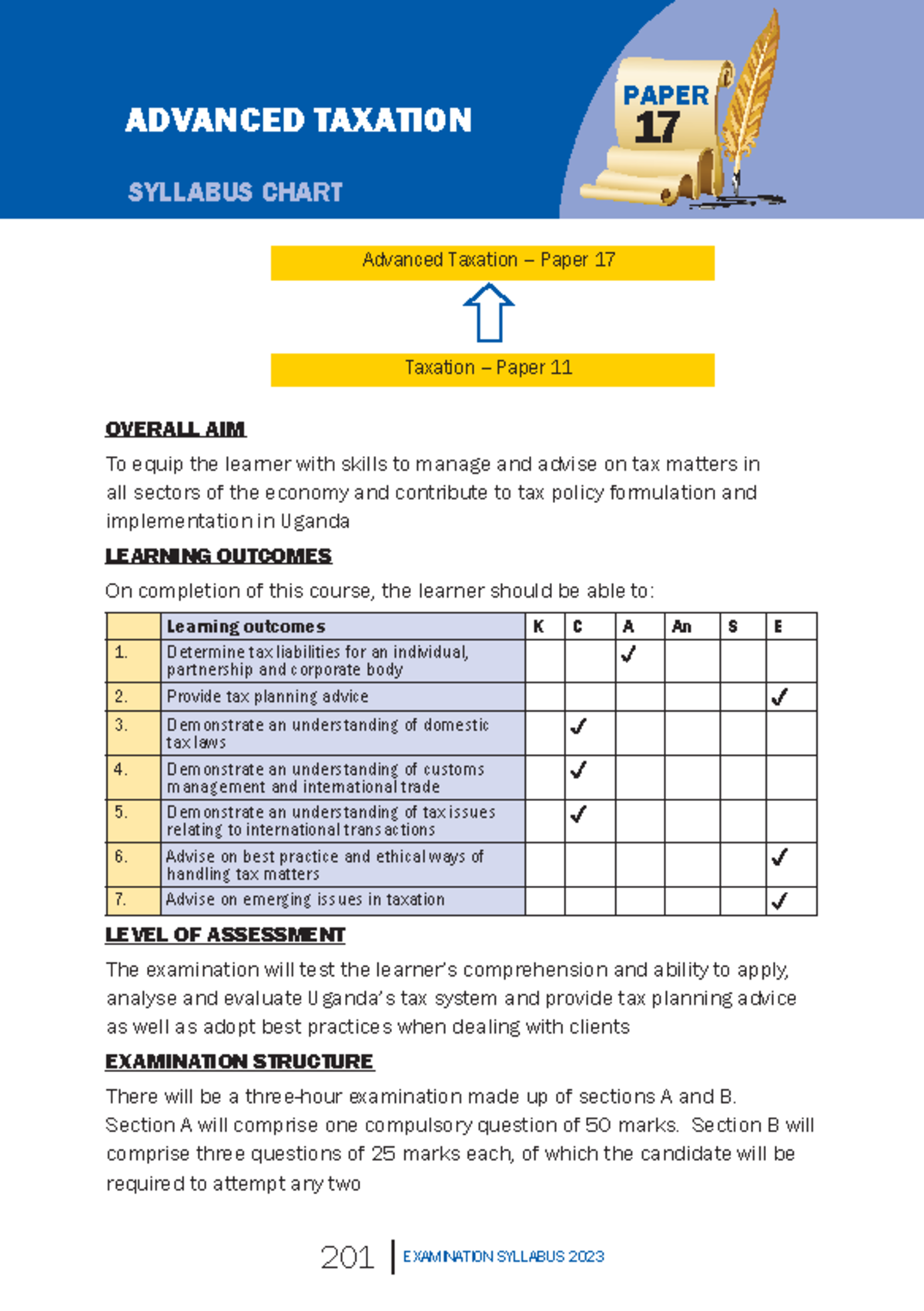 Advanced Taxation Paper 17 - Exam Syllabus 2023 for CPA Students - Studocu
