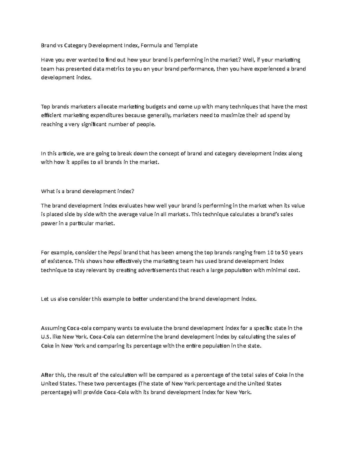 Brand vs Category Development Index: Formulas & Templates Explained ...