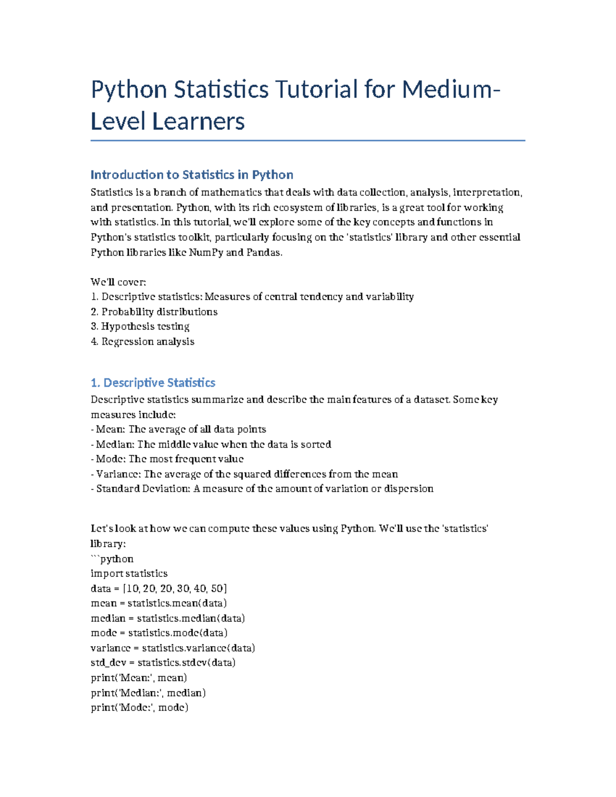 Python statistics tutorial 1 - Python Statistics Tutorial for Medium ...