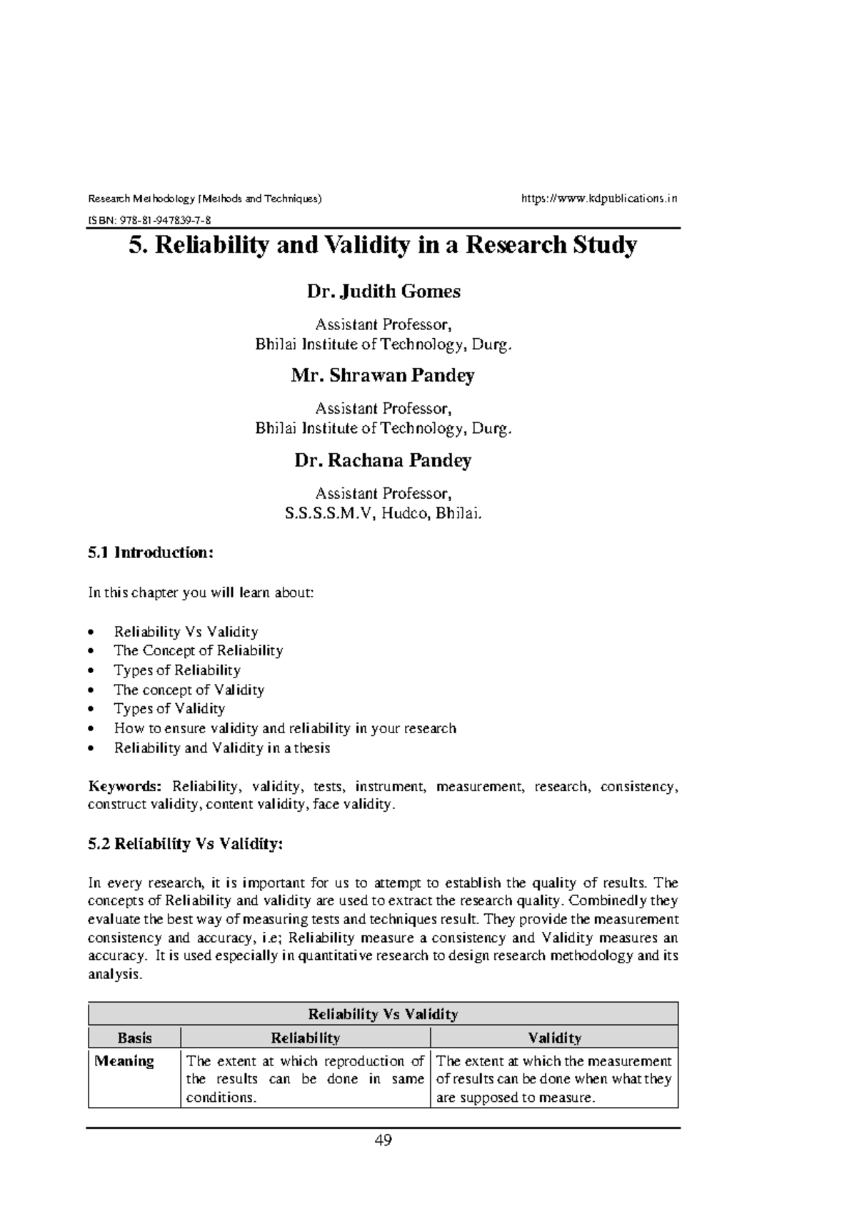 Research Methodology (Methods and Techniques) - Reliability & Validity ...