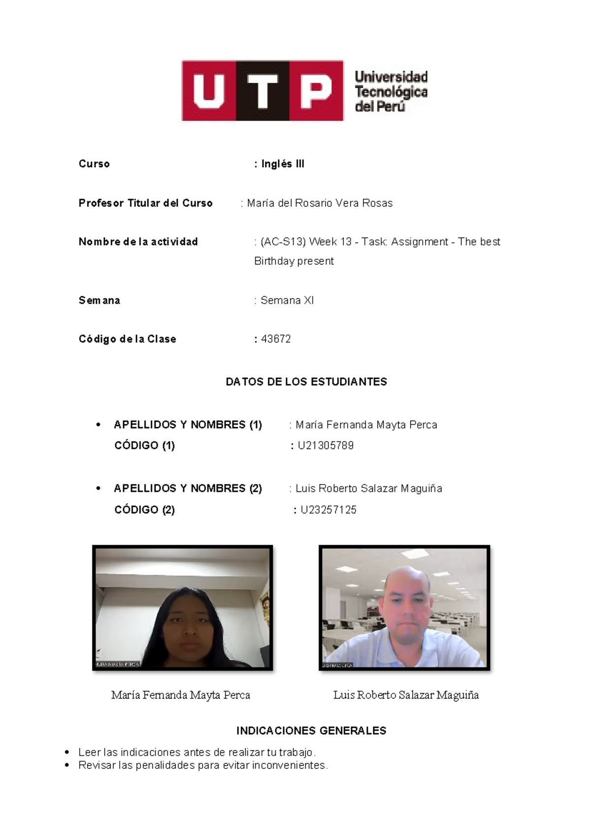 Inglés III (43672) - Week 13 Task: Best Birthday Present Assignment ...