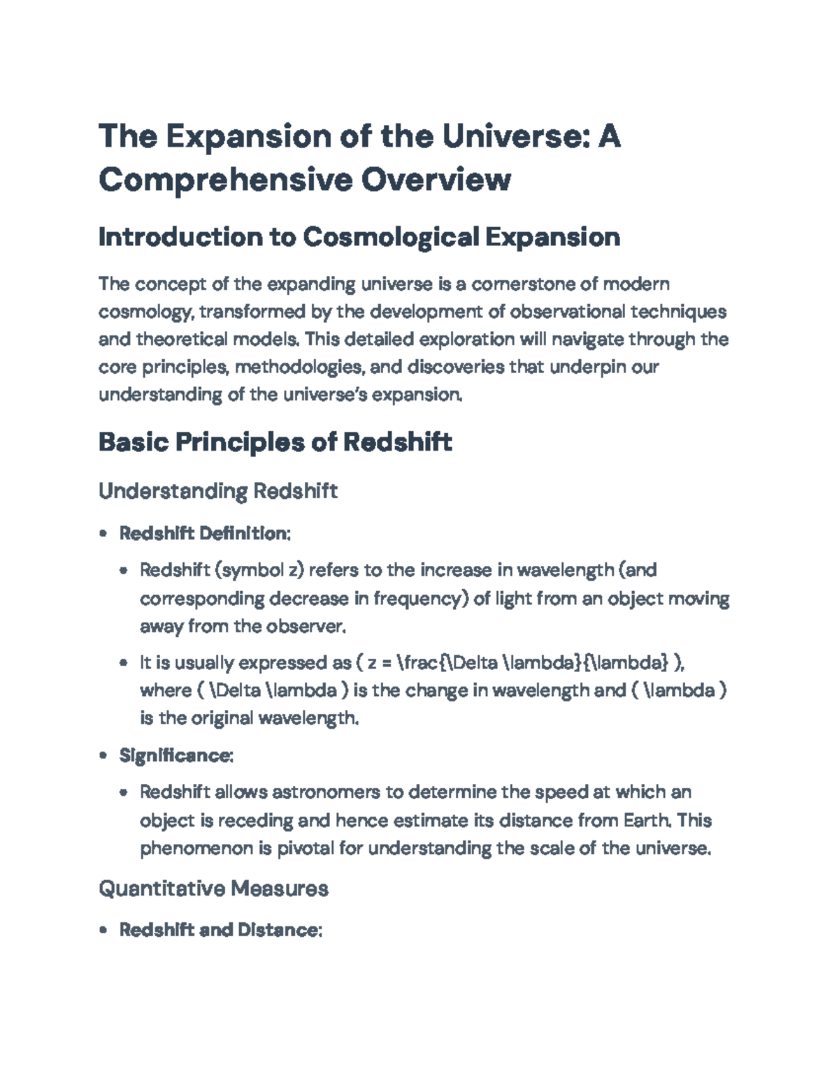 The Expansion of the Universe: A Detailed Overview of Cosmology - The ...