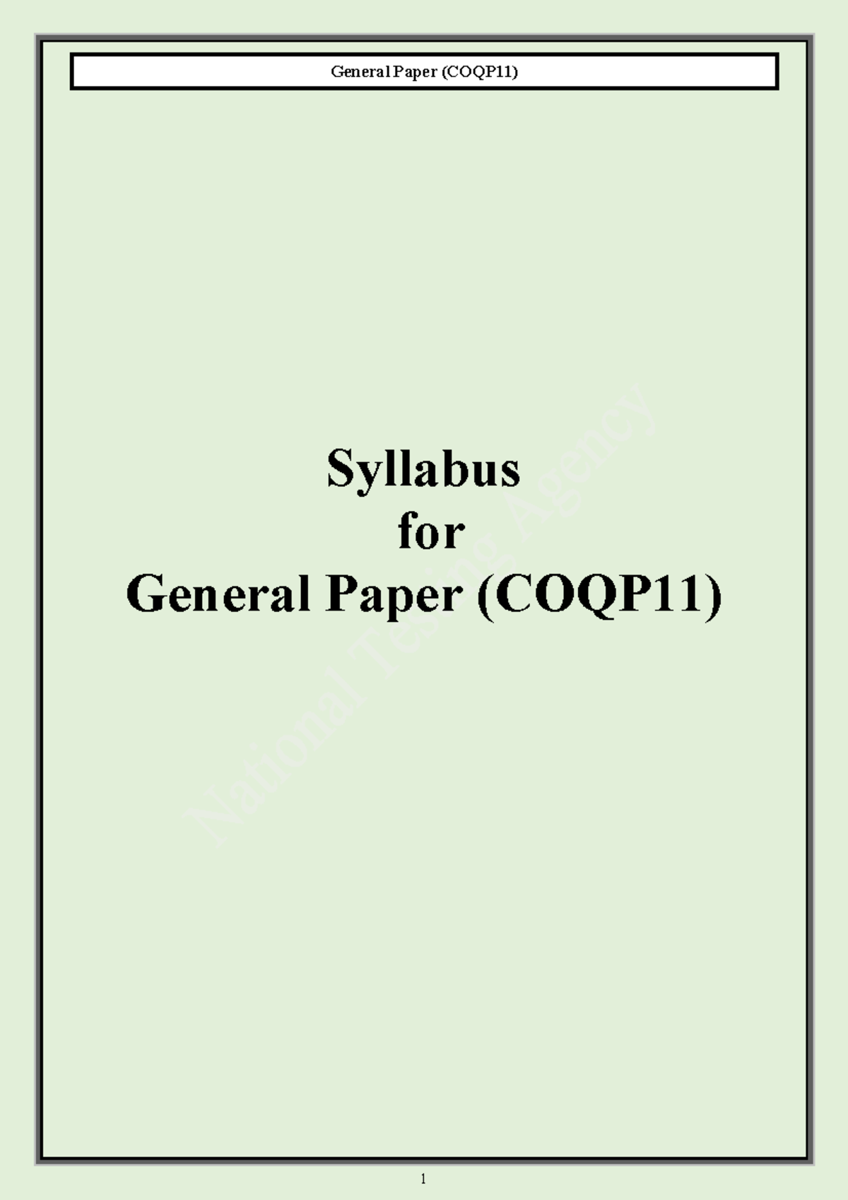 General Paper (COQP11) Syllabus Overview for CUET PG 2026 - Studocu