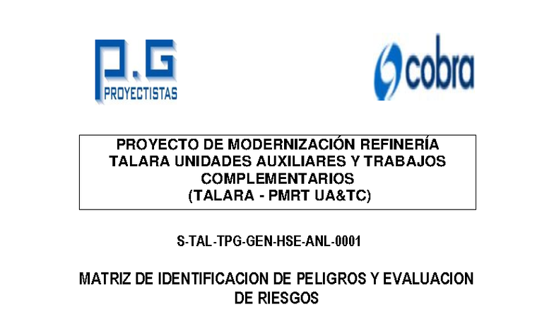 MATRIZ DE IDENTIFICACIÓN DE PELIGROS Y EVALUACIÓN DE RIESGOS - TALARA ...