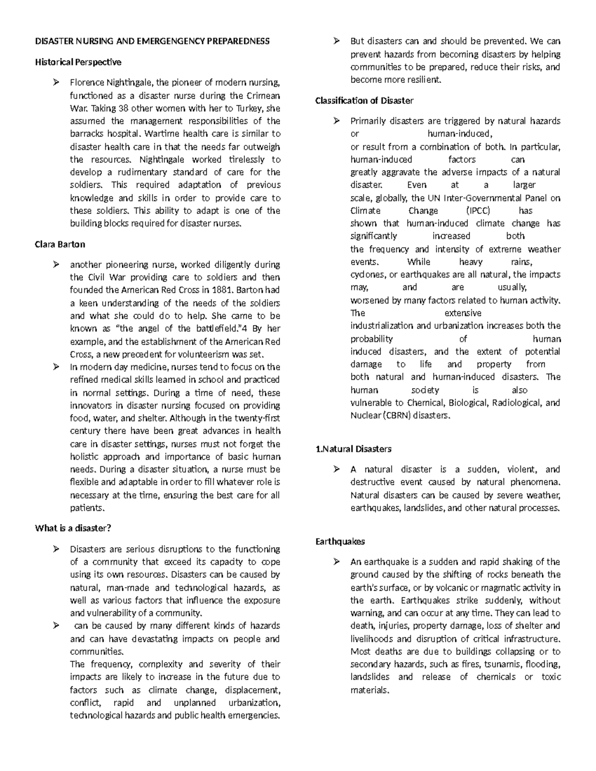 NUR 302 - Disaster Nursing Notes: Concepts and Health Impacts - Studocu