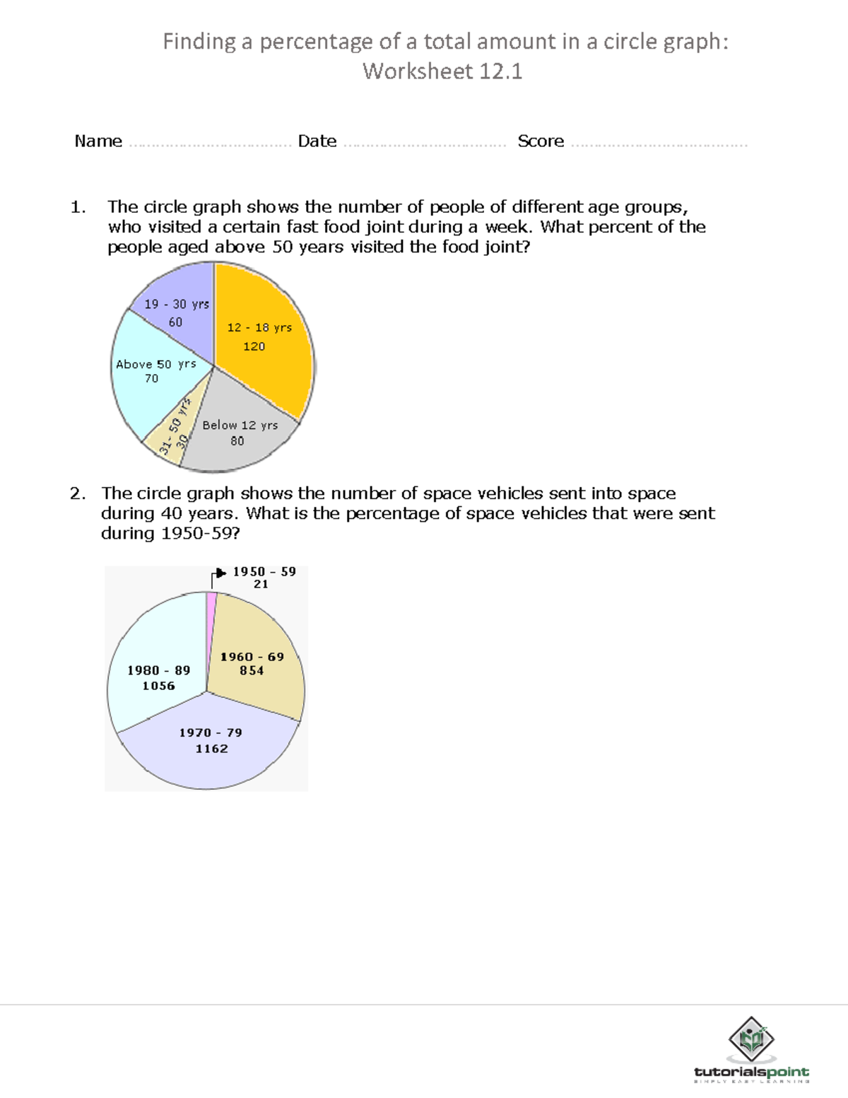 Circle Graph Percentages Worksheet 12 - Studocu