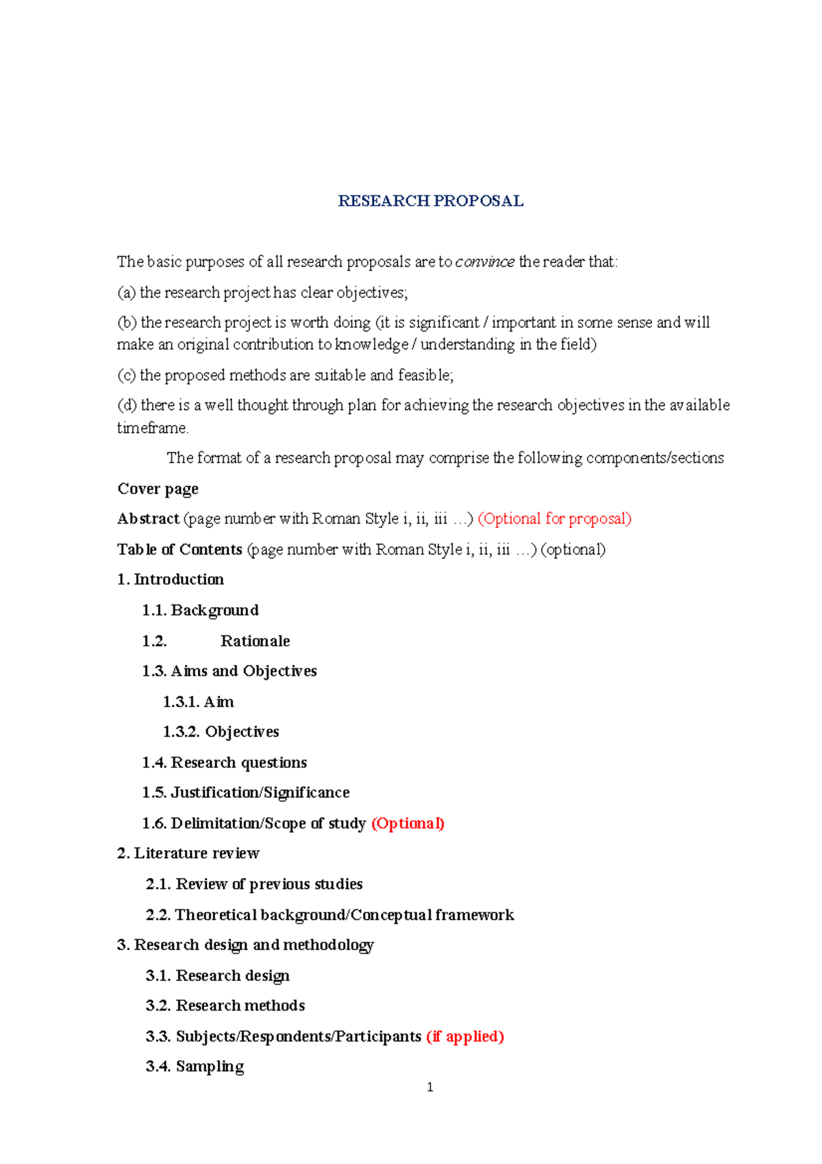 Guideline for Research Proposal Preparation 101 - Studocu
