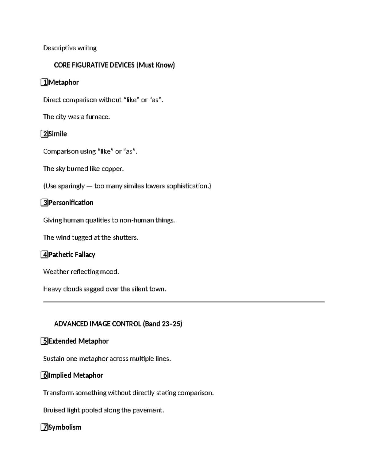 CORE 101: Descriptive Writing - Essential Figurative Devices and ...