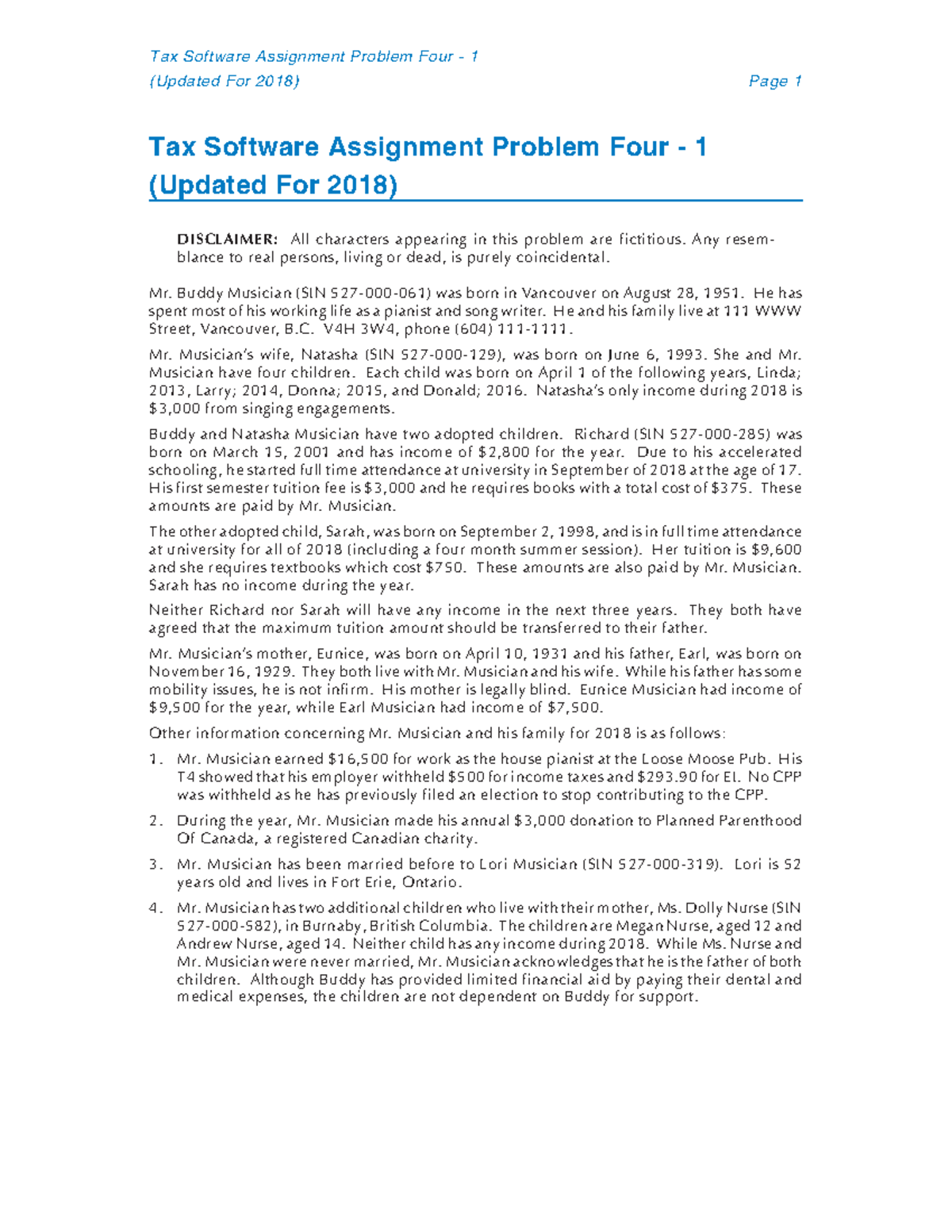 Assignment Software Problems Chapter 04 (3 problems 2018 ) - Tax ...