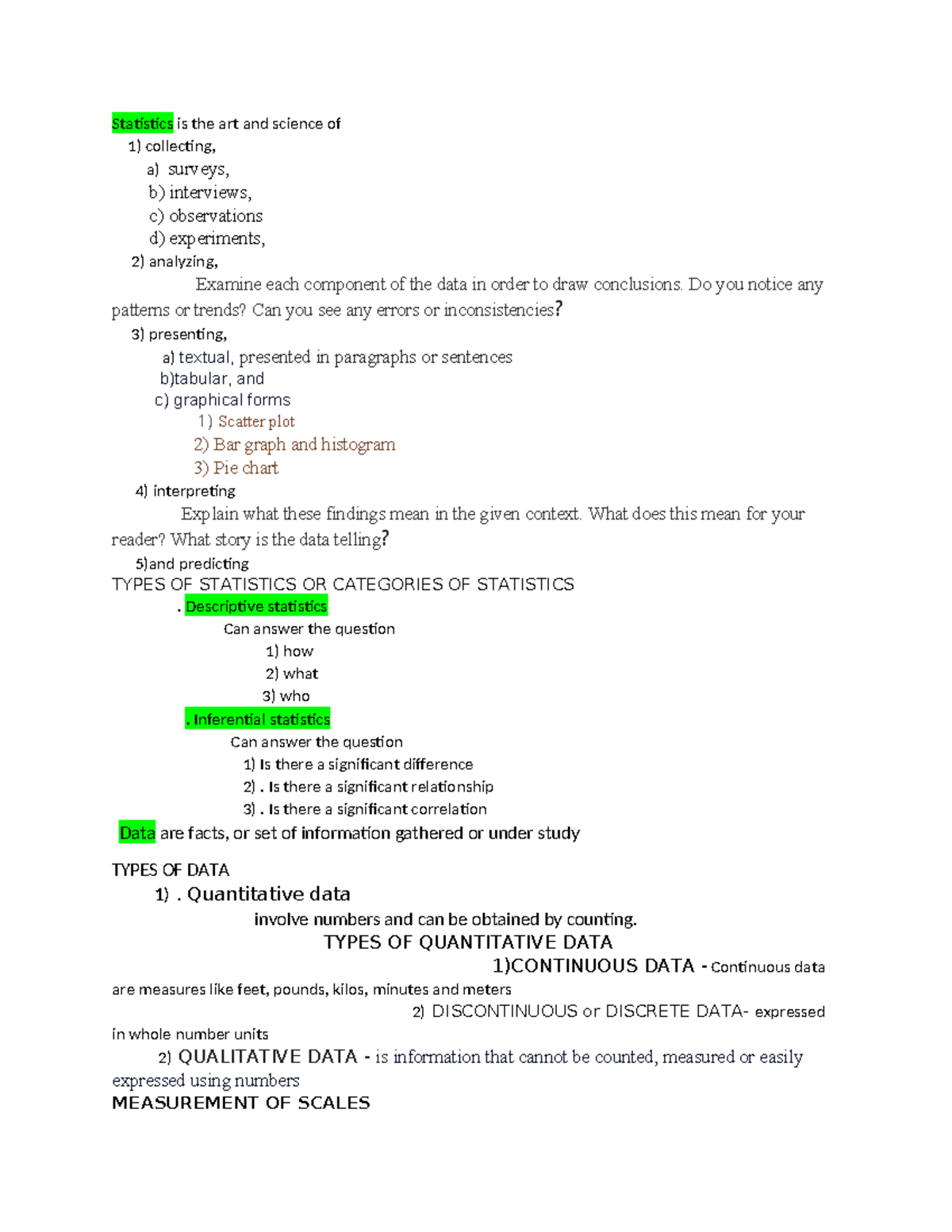 Statistics 101: Understanding Data Collection, Analysis, and Presentation - Studocu