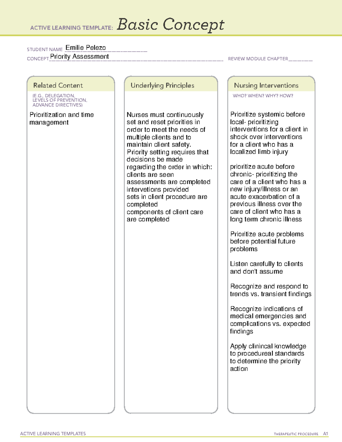 NUR 245 Final Exam Review: Nursing Priority Assessment Map - Studocu
