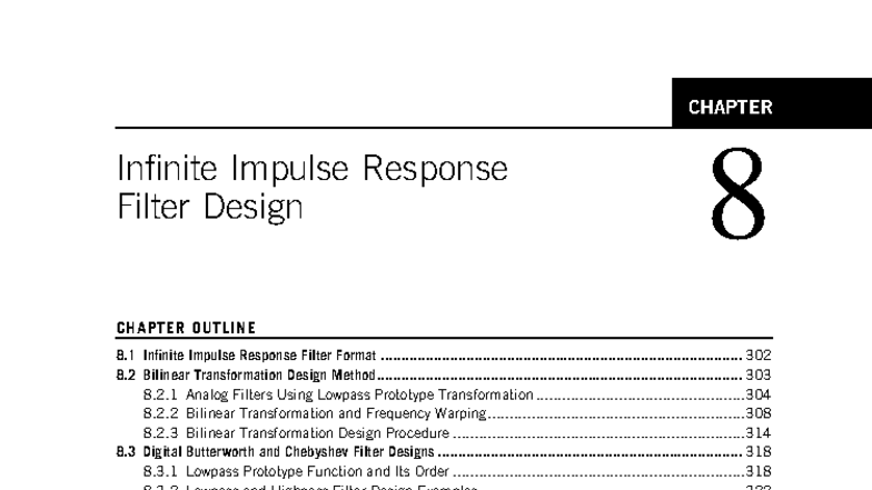 CHAPTER 8: Infinite Impulse Response Filter Design in DSP Module 5 ...