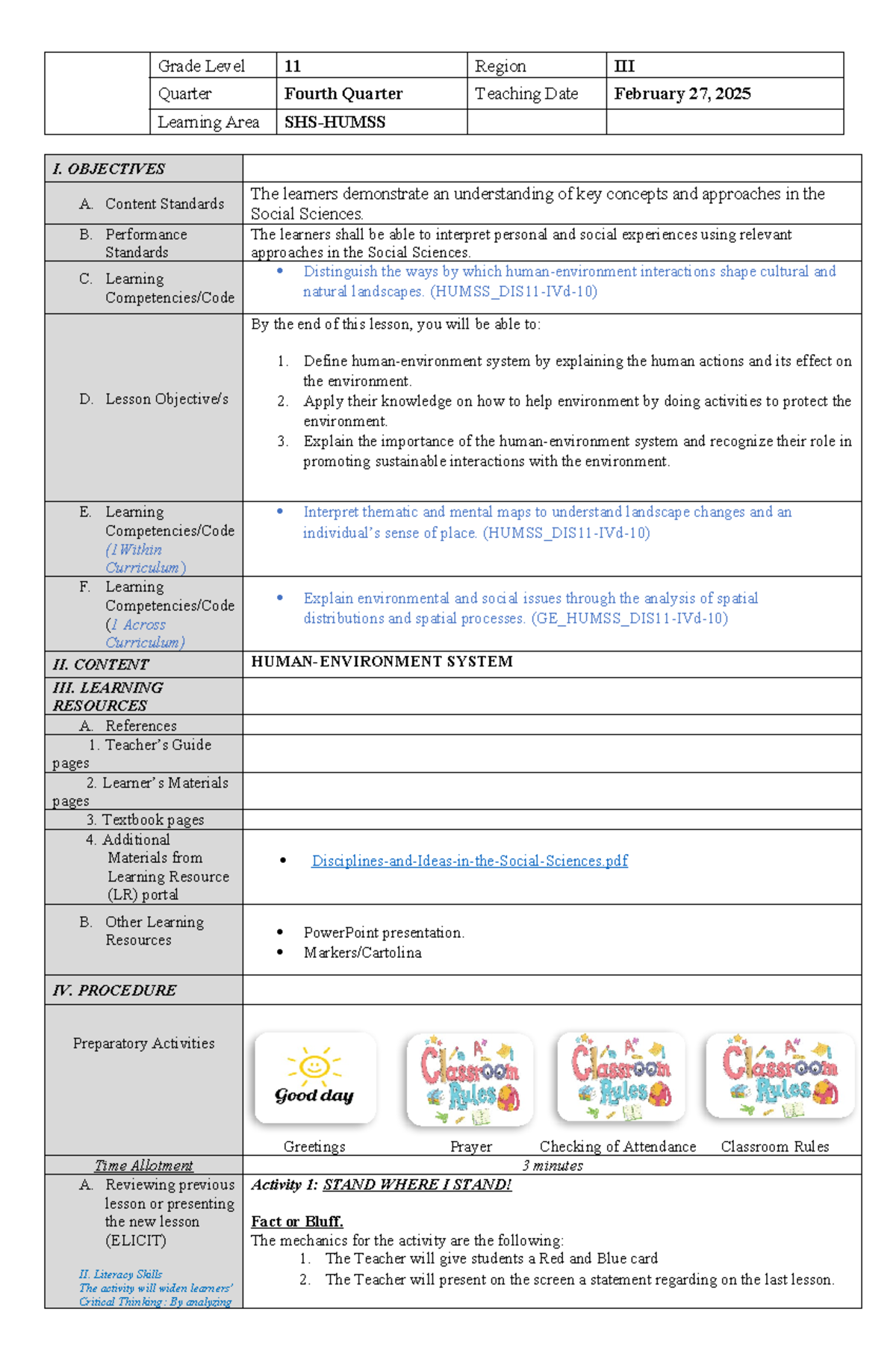 Humanities and Social Science - Quarter Fourth Quarter Teaching Date ...