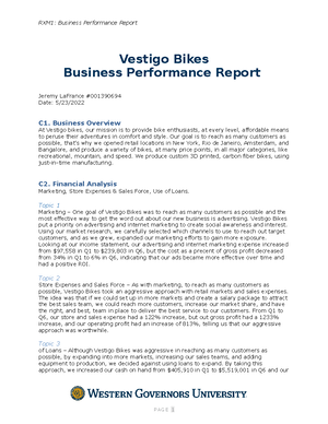 D361 - Task 2 - D361 WGU - Business Simulation PA Task 2 - Competent ...