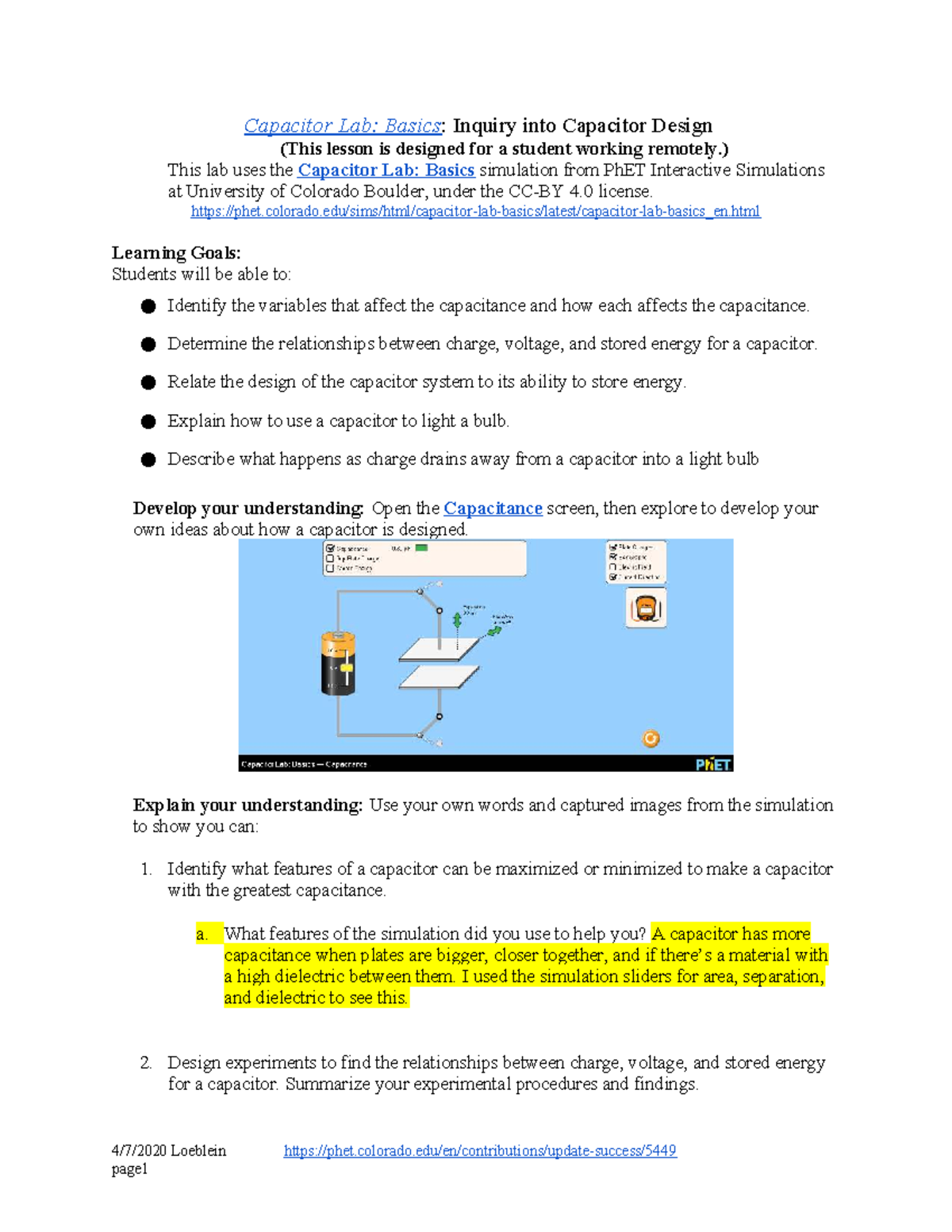 Capacitor Lab: Basics (PHET Simulation) - Design & Functionality ...
