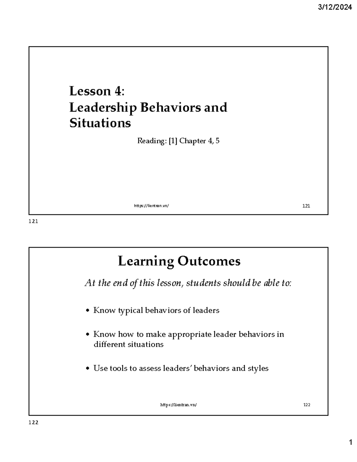 BUS1300 Leadership Lesson 4: Understanding Behaviors and Styles - Studocu