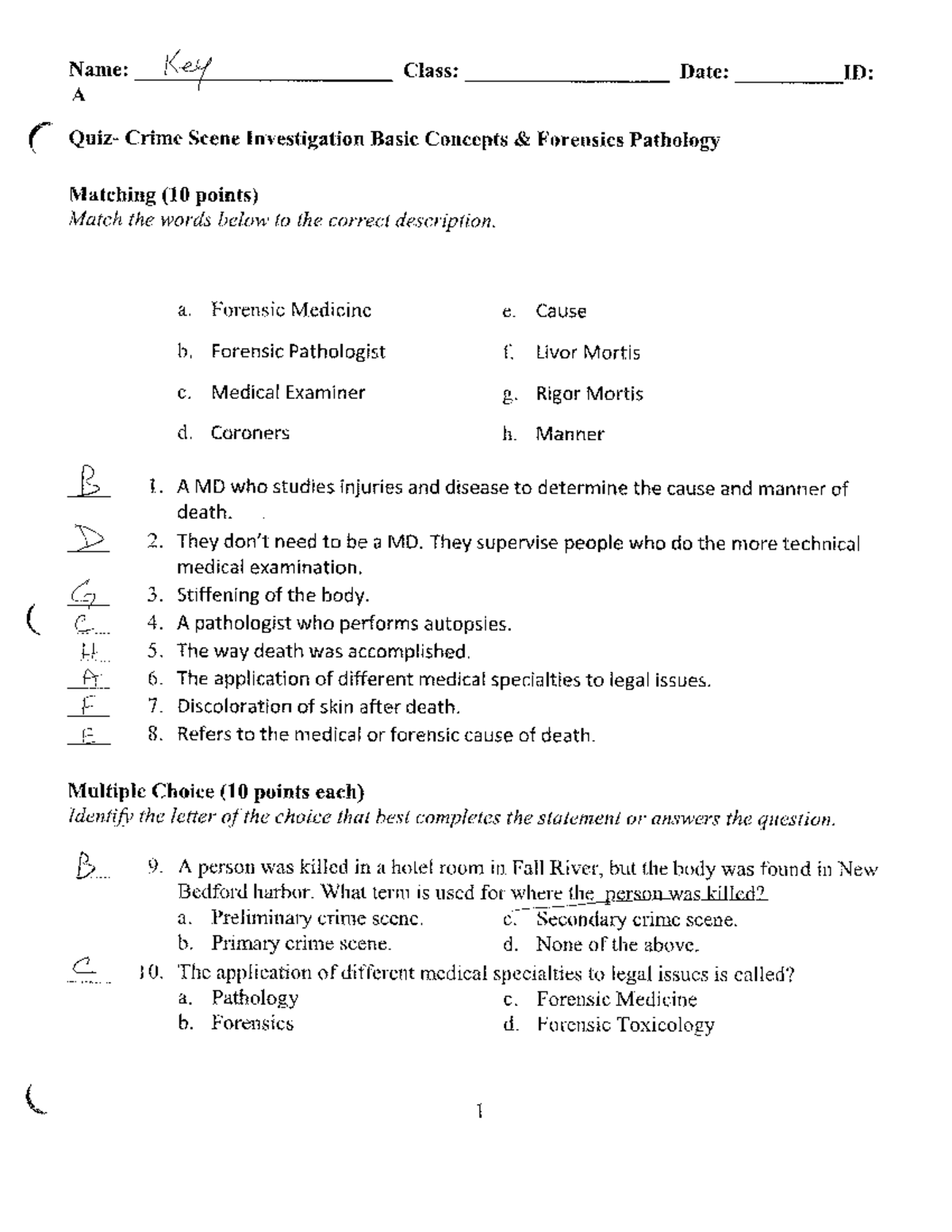 Final Exam Study Guide: Forensic Concepts & Crime Scene Analysis ...