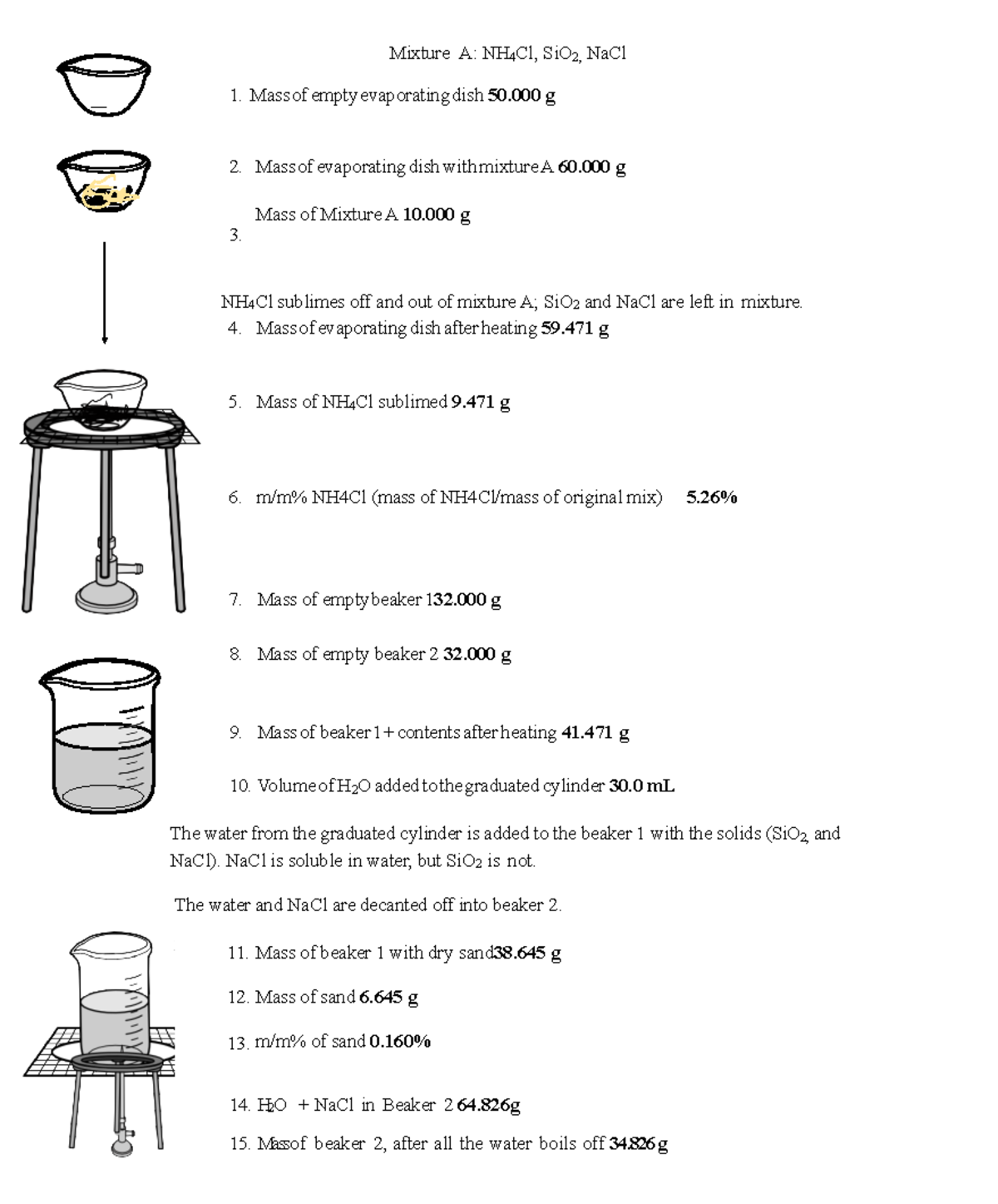 Separation of Mixture A (NH4Cl, SiO2, NaCl) - Data Sheet 2 - Studocu