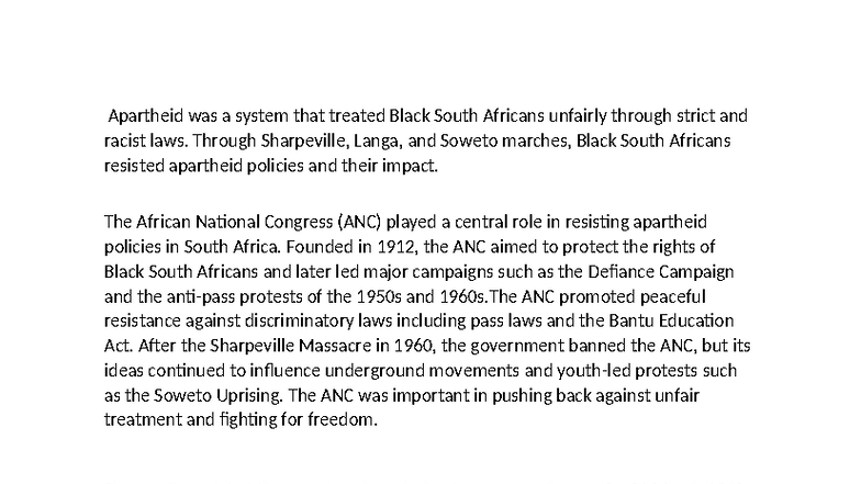 ANC Resistance to Apartheid: Sharpeville, Langa, and Soweto Events ...