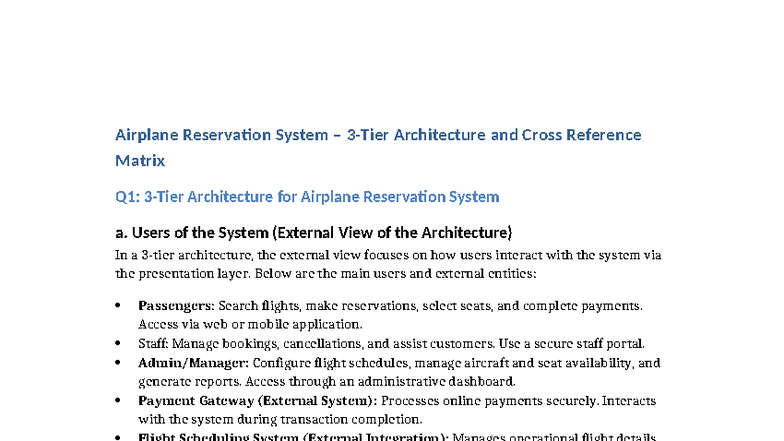 Airplane Reservation System Architecture & CRM - CS403 Mrk Fall 2025 ...