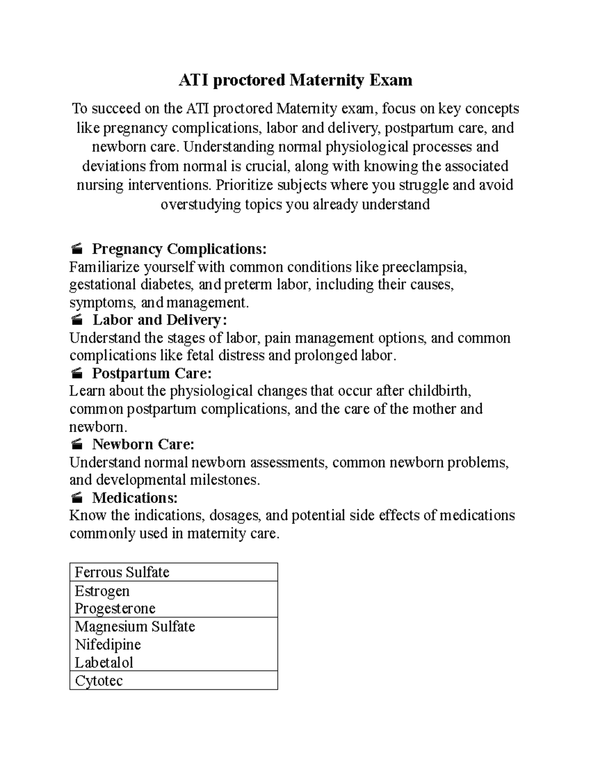 ATI Proctored Maternity Exam Study Guide: Key Concepts & Care - Studocu