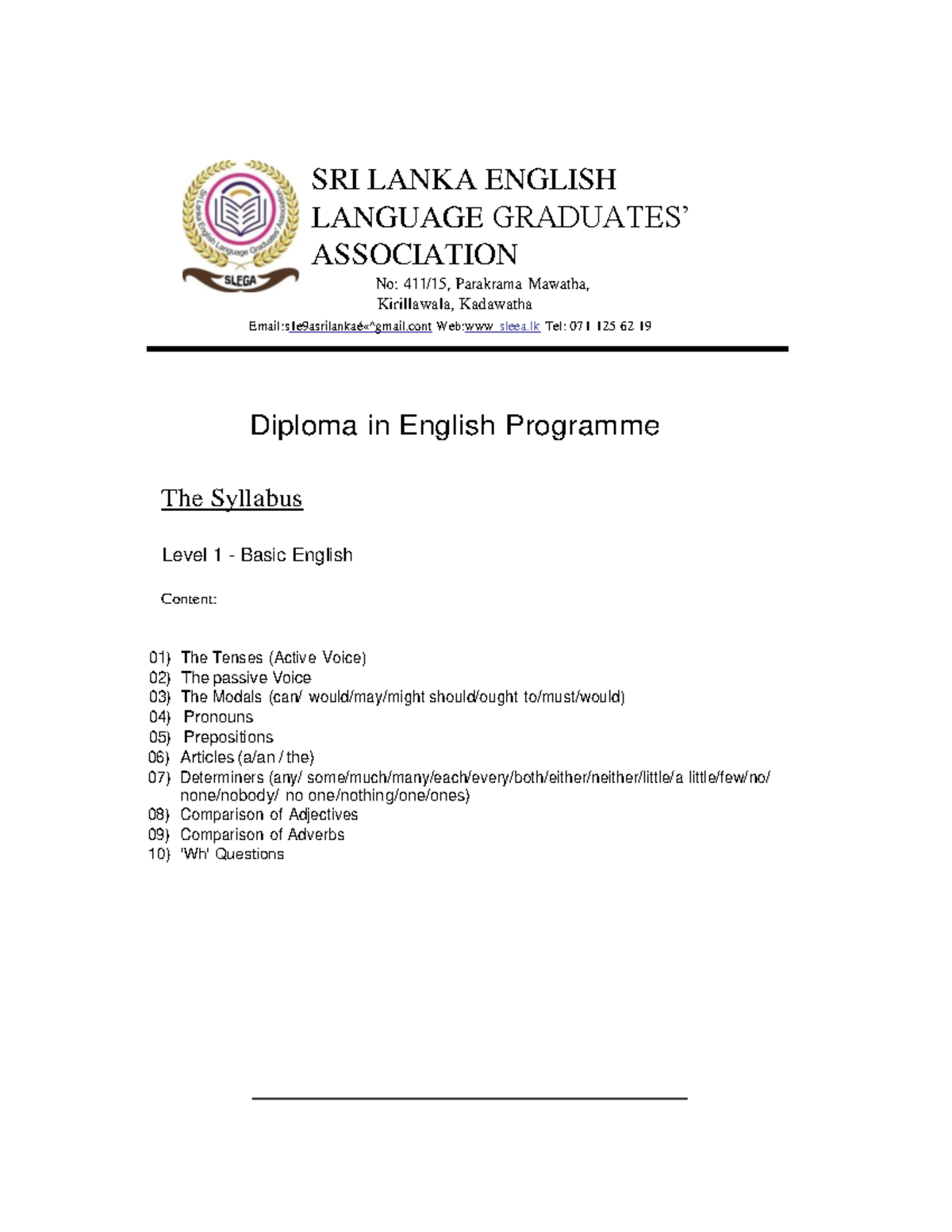 Diploma in English Programme Syllabus (Levels 1-3 Overview) - Studocu