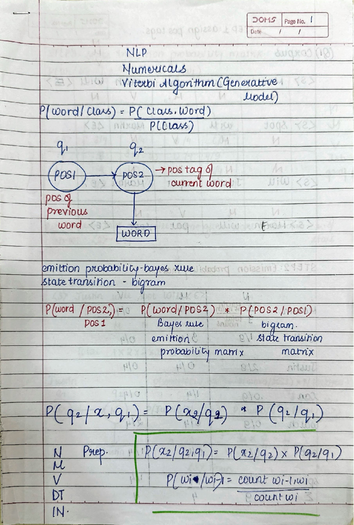 Nlp notes last year 2 - nnnb - DOMS Page No. I Date NLP Numericals ...