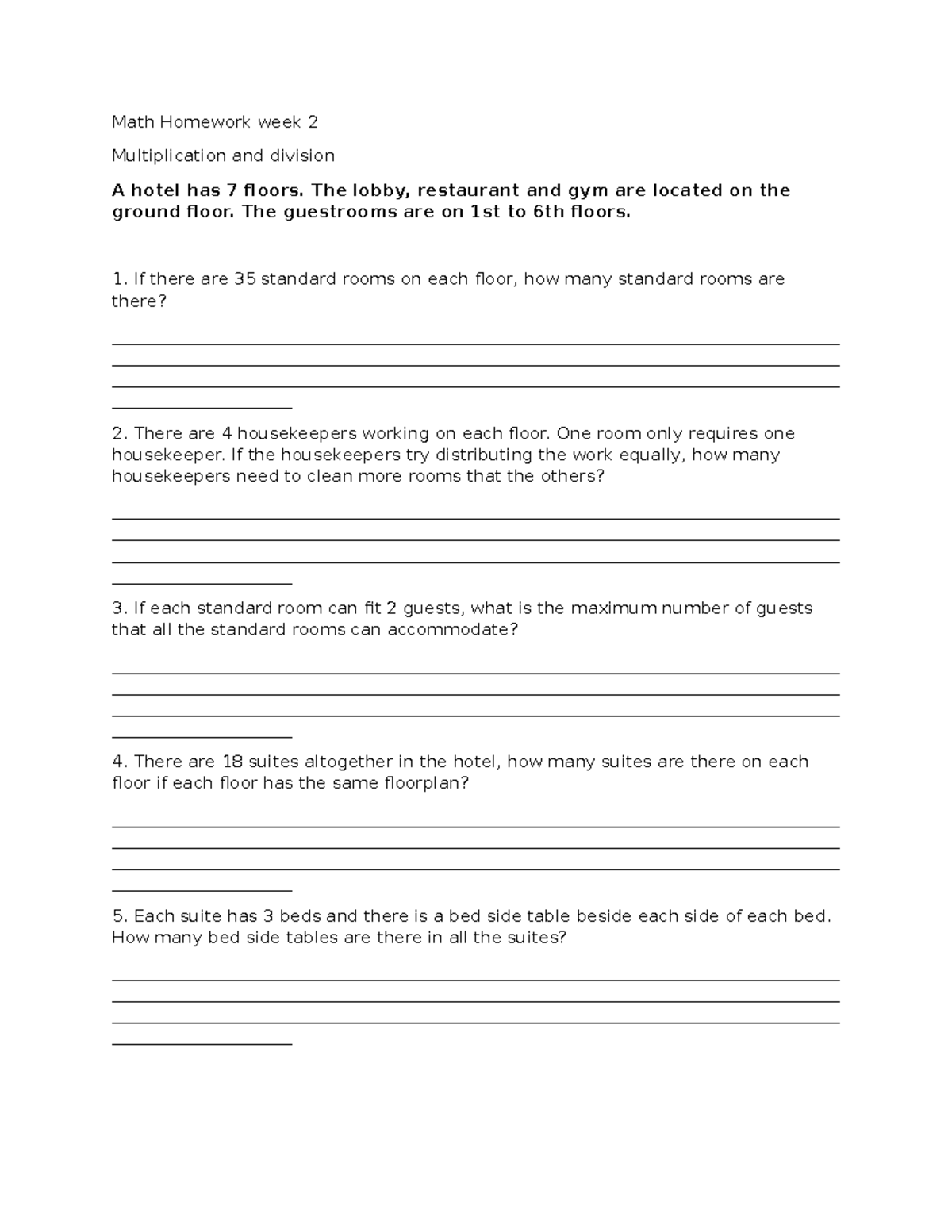 Math Homework Wk 2: Multiplication & Division Problems - Studocu