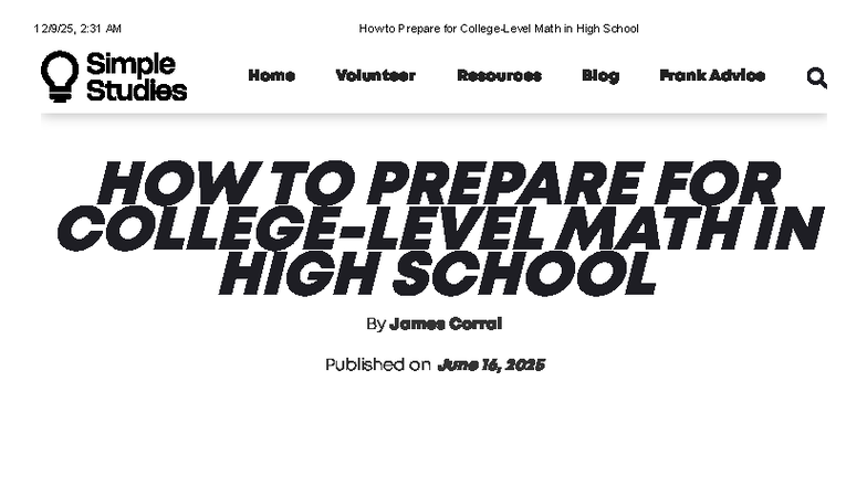 How to Prepare for College-Level Math in High School - Studocu