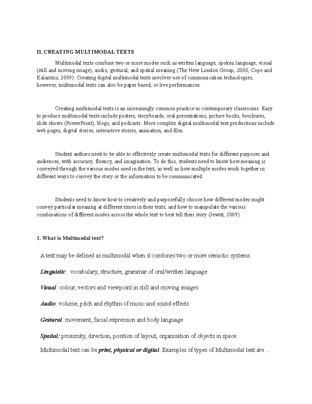 Multimodal Communication 2 - II. CREATING MULTIMODAL TEXTS Multimodal ...