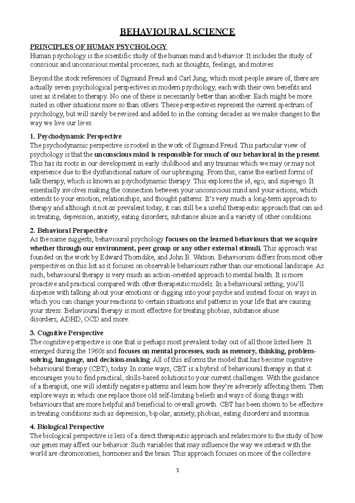BEHAVIOURAL SCIENCE: PRINCIPLES OF HUMAN PSYCHOLOGY AND SOCIOLOGY - Studocu