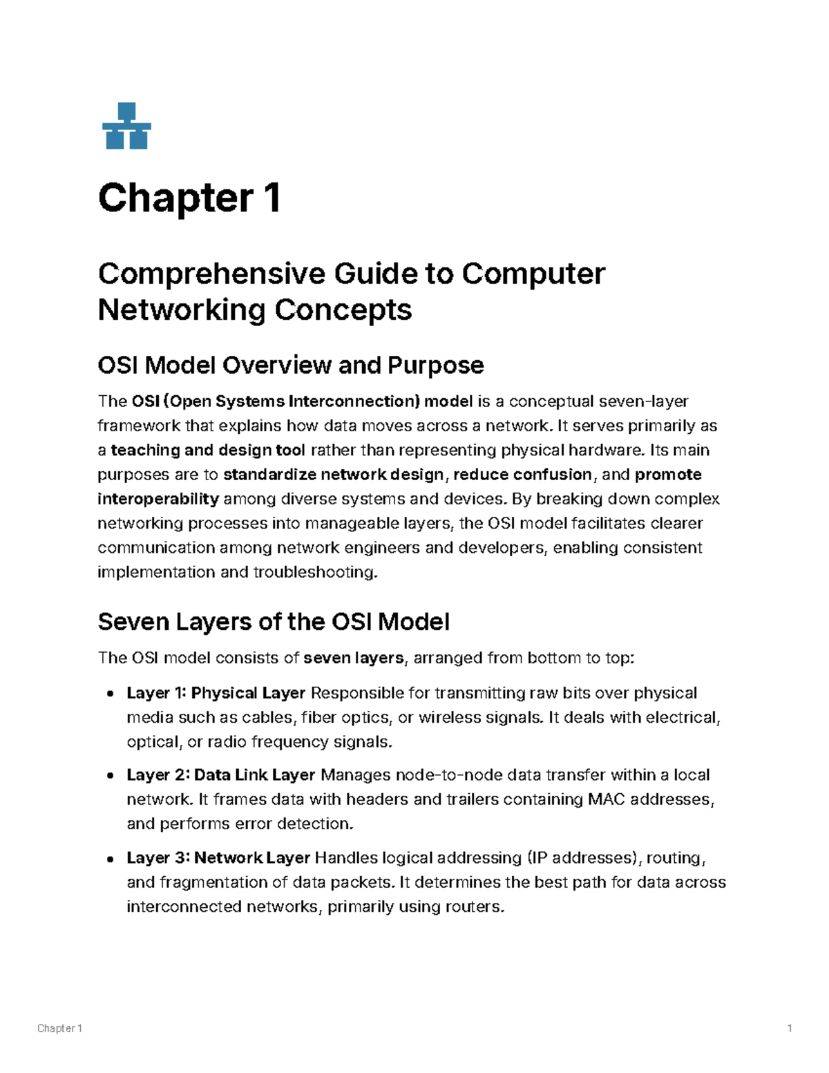 Chapter 1: Comprehensive Guide to Computer Networking Concepts (55222) - Studocu