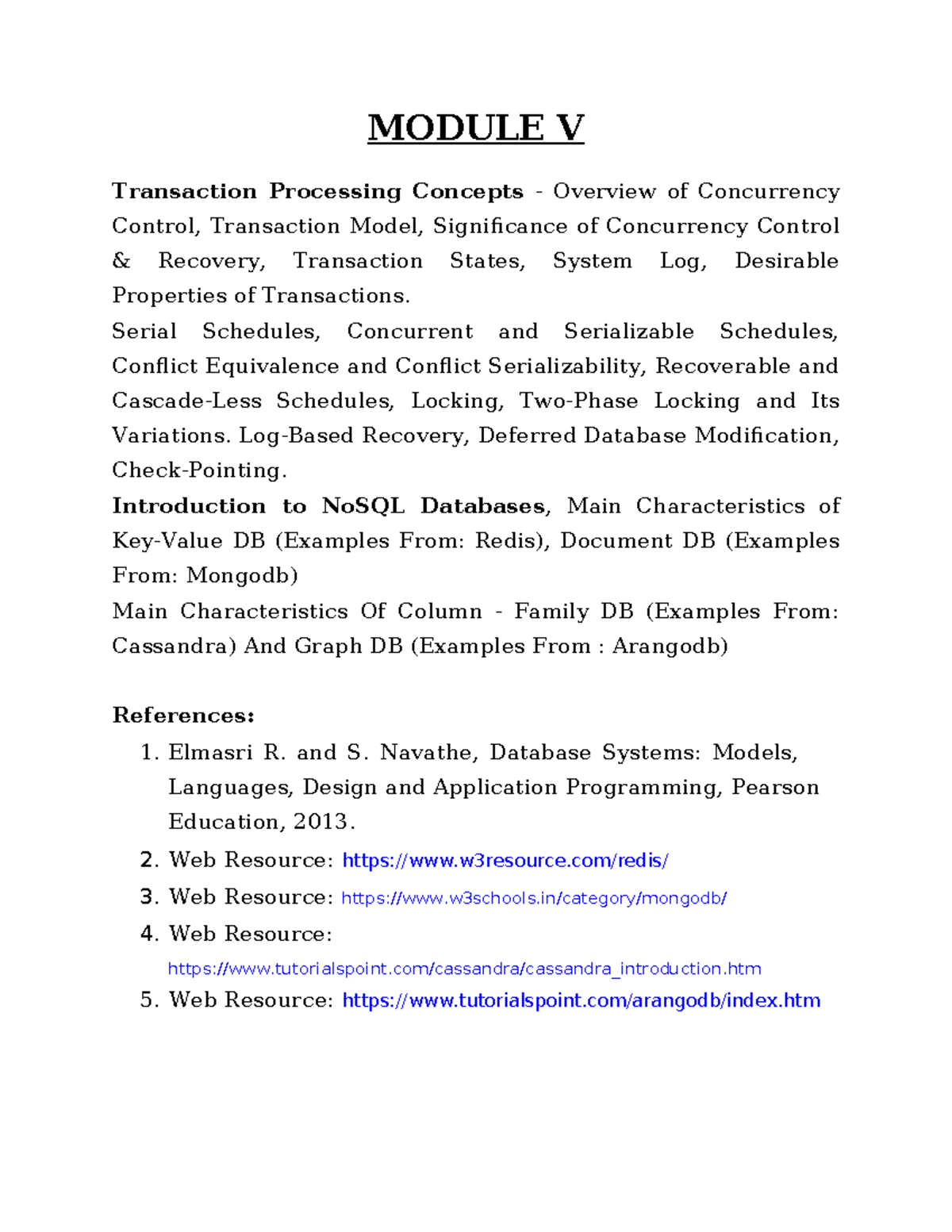 CST204 Module 5 - Lecture Notes on Transaction Processing Concepts ...