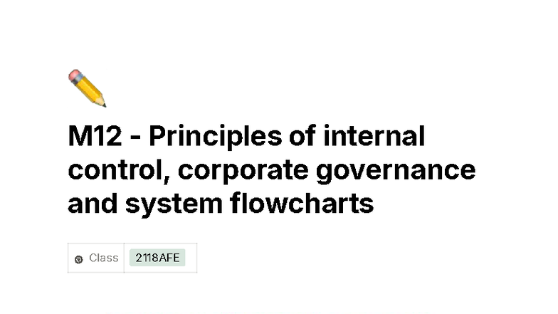 Module 12 Notes: Internal Control, Corporate Governance & Flowcharts ...