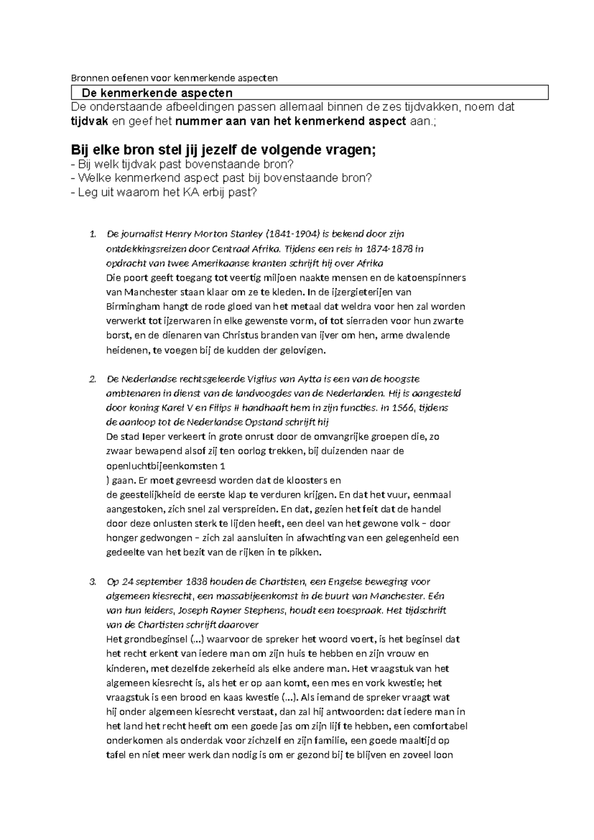 Oefenen met Kenmerkende Aspecten - 5h SO Bronnen Analyse - Studeersnel