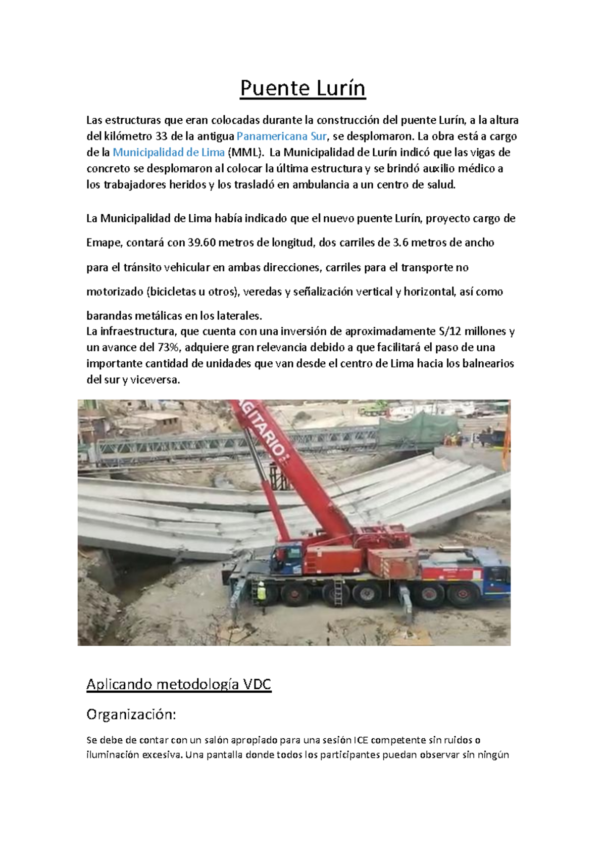 Factores Controlables y Métricas ICE del Puente Lurín (Proyecto Alterno ...