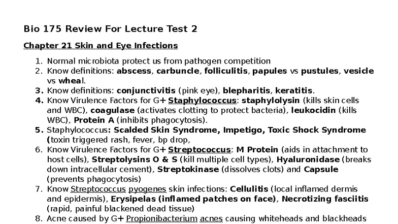 Bio 175 Lecture Review: Infectious Diseases & Pathogens Insights - Studocu