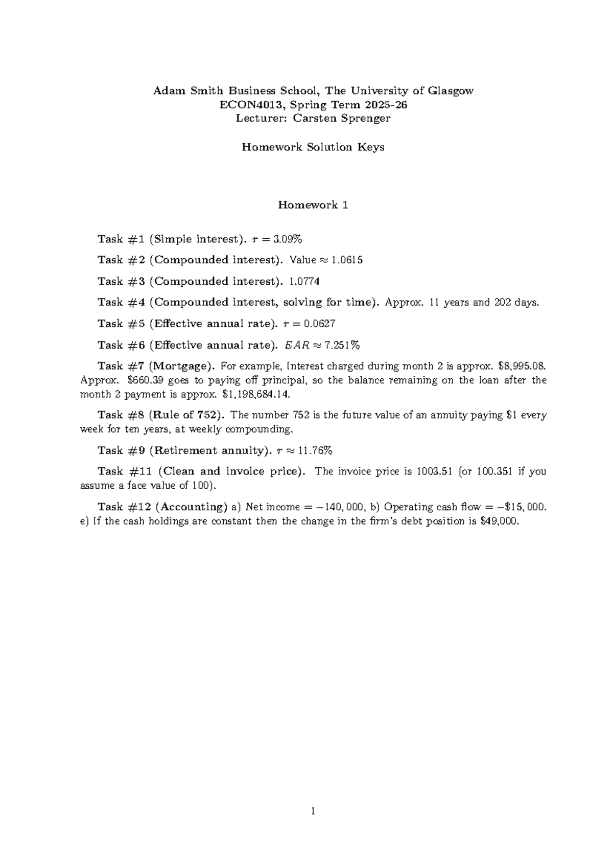 ECON4013 Homework Solutions: Simple & Compounded Interest Tasks - Studocu