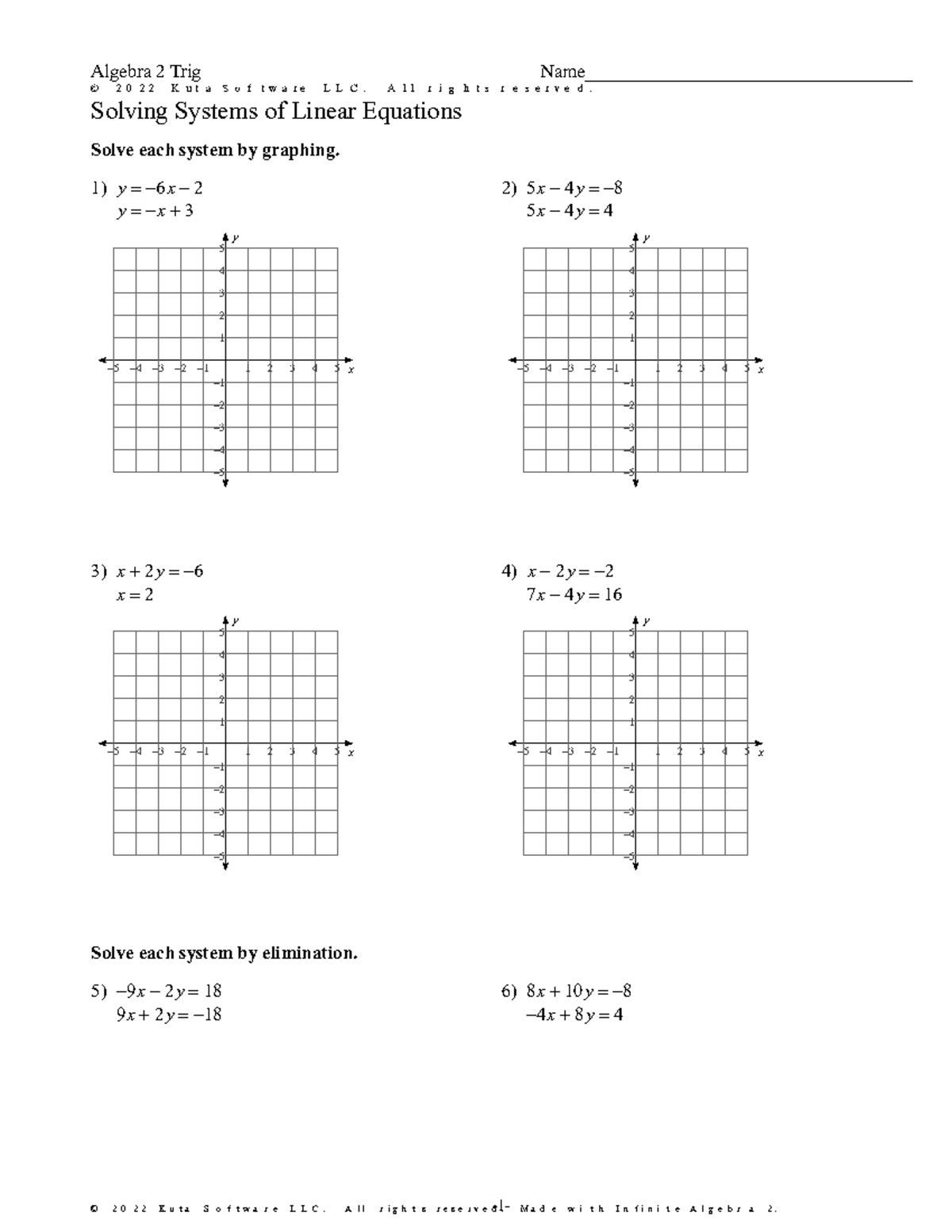 Algebra 2 Trig HW 03: Systems of Linear Equations & Inequalities - Studocu