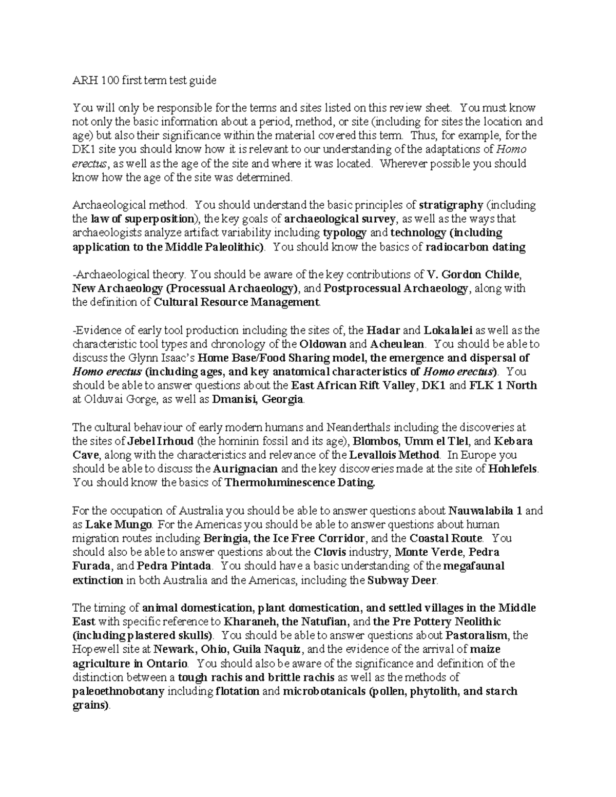 ARH 100 First Term Test Study Guide: Key Terms & Sites - Studocu
