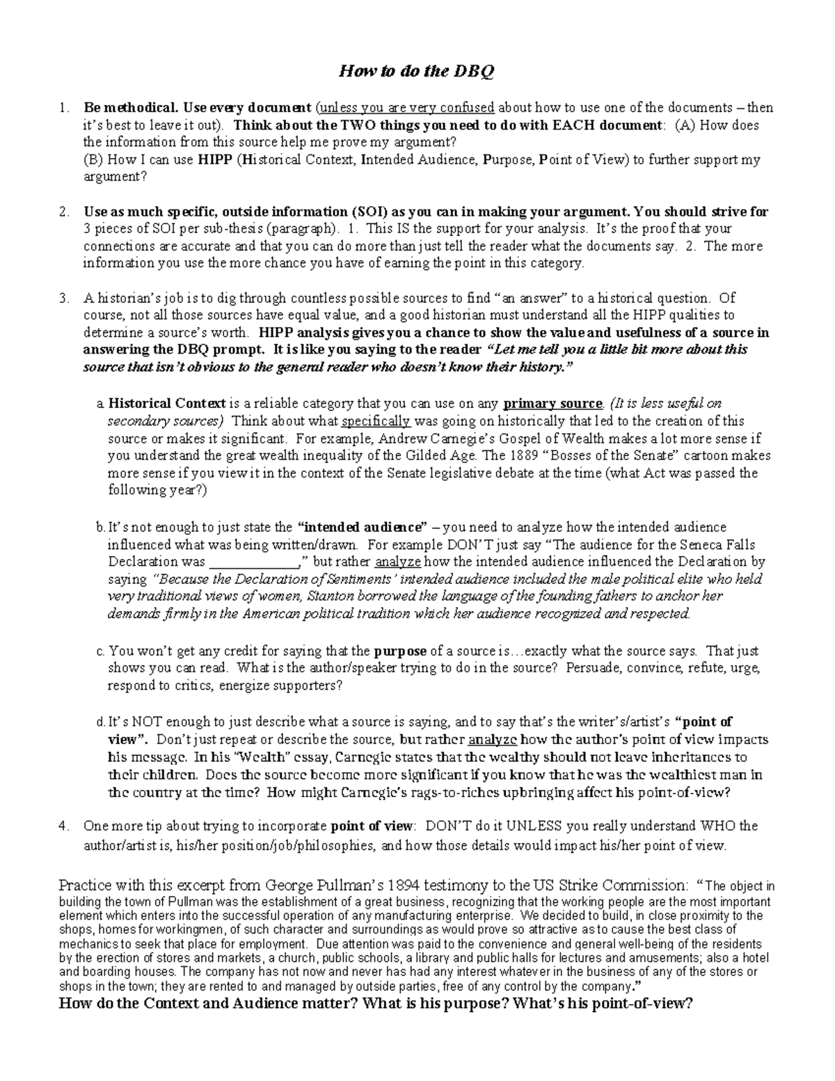 How to DBQ and HIPP - How to do a dbq - How to do the DBQ 1. Be ...