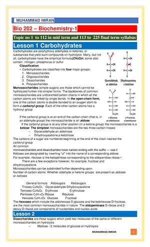 BIO302-Molecular Biology Handouts 1 - Chapter 1. Introduction Molecular ...