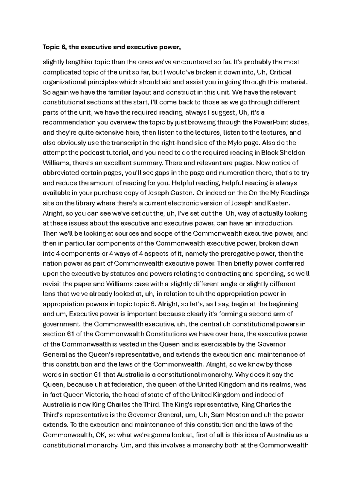 Understanding the Framework of Executive Power in Commonwealth Law ...